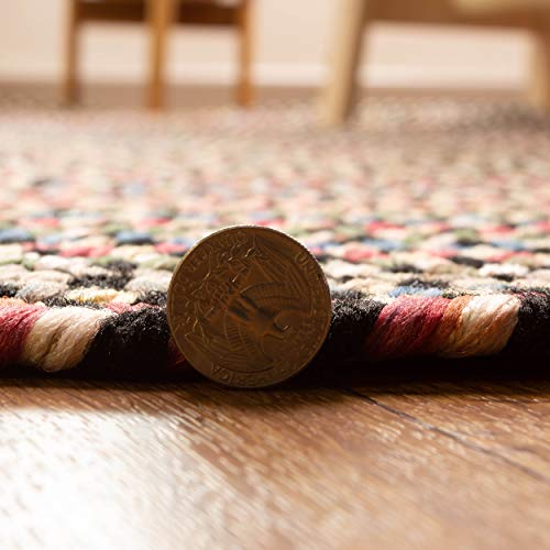 Super Area Rugs Roxbury American Made Braided Rug for Indoor Outdoor Spaces, Charcoal/Natural Multi, 4' X 6' Oval