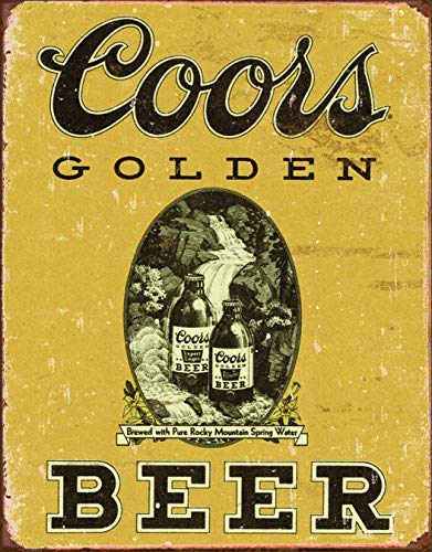 Desperate Enterprises Coors Golden Beer Vintage Tin Sign - Nostalgic Vintage Metal Wall Décor - Made in USA