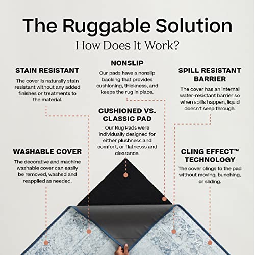 RUGGABLE x Jonathan Adler Washable Rug - Perfect Modern Area Rug for Living Room Bedroom Kitchen - Child Friendly - Stain & Water Resistant - Inkdrop Black & Ivory White 8'x10' (Standard Pad)