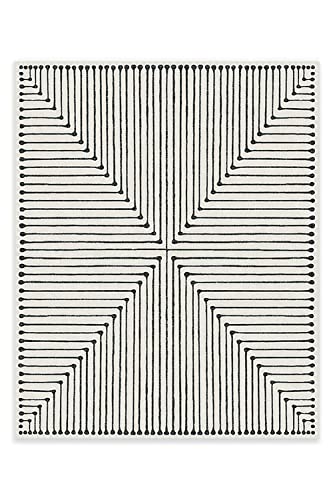 RUGGABLE x Jonathan Adler Washable Rug - Perfect Modern Area Rug for Living Room Bedroom Kitchen - Child Friendly - Stain & Water Resistant - Inkdrop Black & Ivory White 8'x10' (Standard Pad)