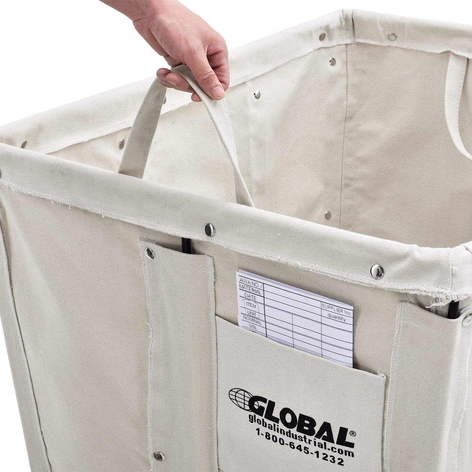 Global Industrial 12 Bushel, Canvas Basket Bulk Truck, 36" L x 26" W x 33-1/2"H, Unassembled
