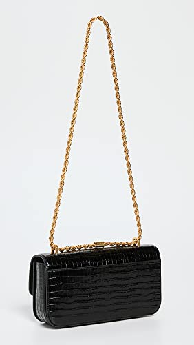 Tory Burch Women's Eleanor Embossed Small Convertible Shoulder Bag, Black, One Size