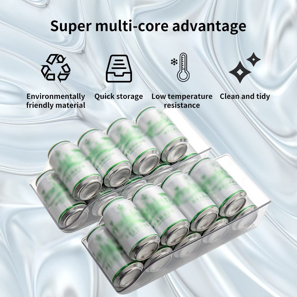 4 Pack Soda Can Organizer for Refrigerator,Can Dispenser Refrigerator Organizer for Kitchen Cabinets Cupboard BPA-Free
