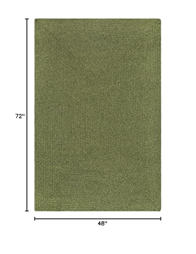 SAFAVIEH Braided Collection 4' x 6' Green BRD315A Handmade Country Cottage Reversible Area Rug
