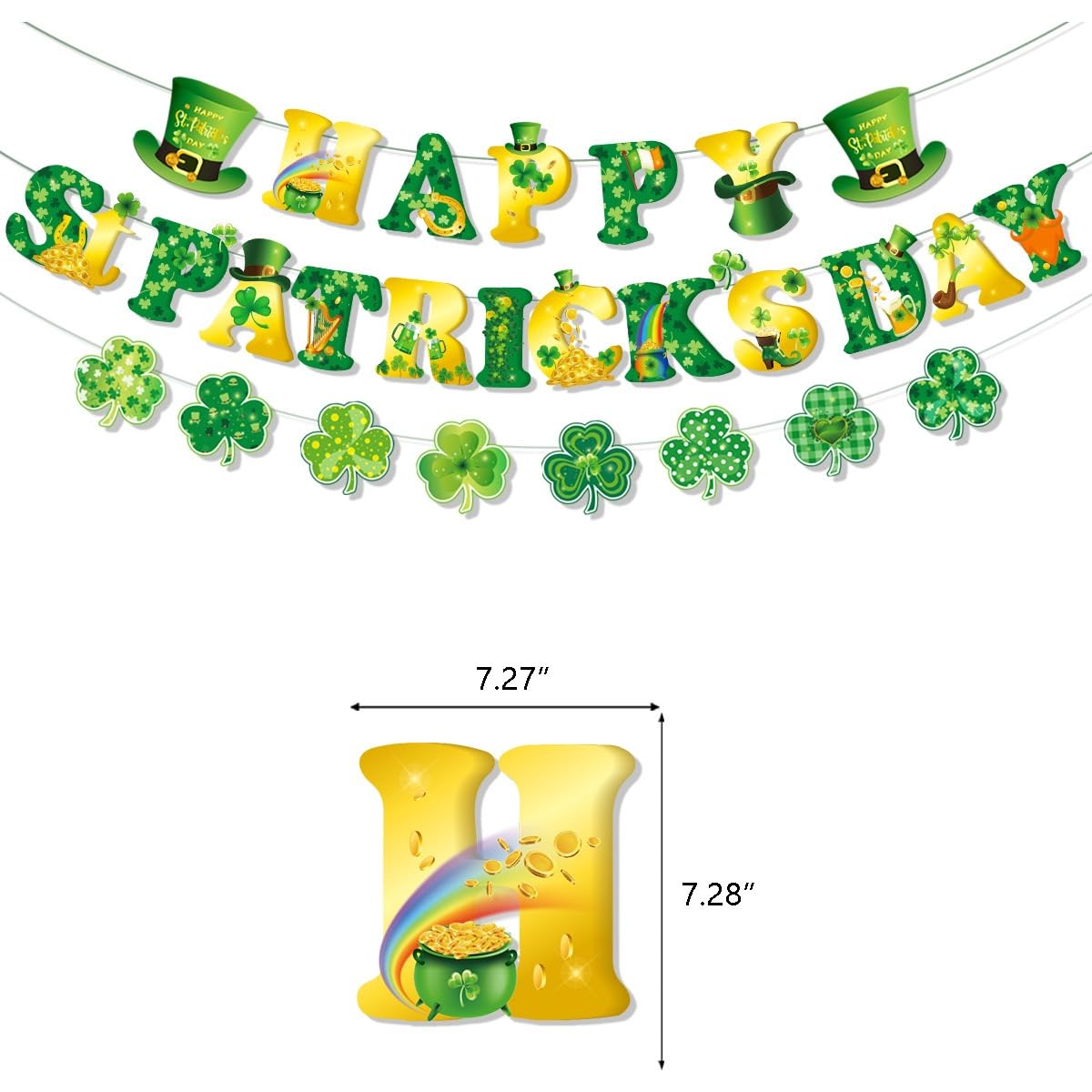 St Patricks Day Decorations 24 PCS, Shamrock LUCKY Banner Garlands Clover Hanging Swirls Irish Decor for Home Saint Patrick Party Supplies
