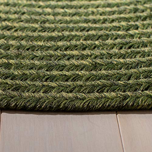 SAFAVIEH Braided Collection 4' x 6' Green BRD315A Handmade Country Cottage Reversible Area Rug