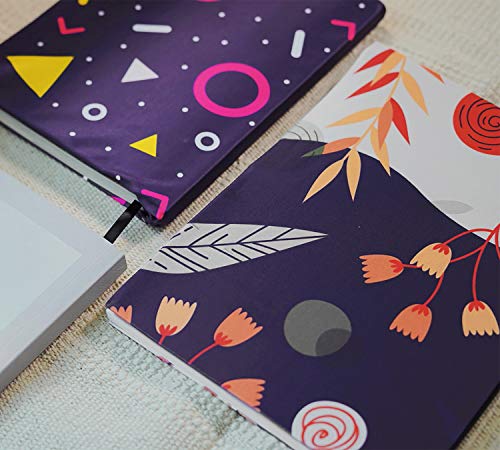 4 Pack Premium Book Covers for Hardcover, Book Covers Stretchable Up to 9x12, Unique Pattern Book Covers for Textbooks, Fabric Cloth Ideal for Comic Book Sleeve, Jumbo Book Socks, Textbook Holder