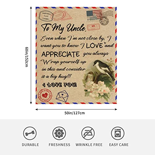 AJIIUSV Uncle Gifts Throw Blanket from Niece Nephew to Uncle Fathers Day Blankets for Uncle Thanksgiving Birthday Gifts Blankets 50"x60"