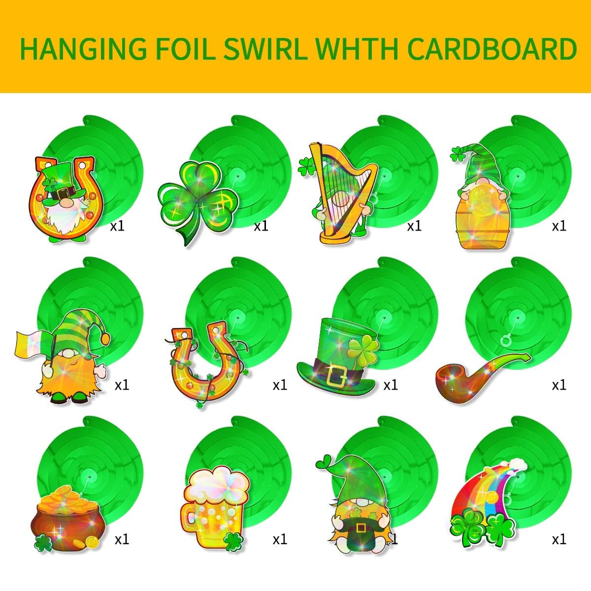 St Patricks Day Decorations 24 PCS, Shamrock LUCKY Banner Garlands Clover Hanging Swirls Irish Decor for Home Saint Patrick Party Supplies