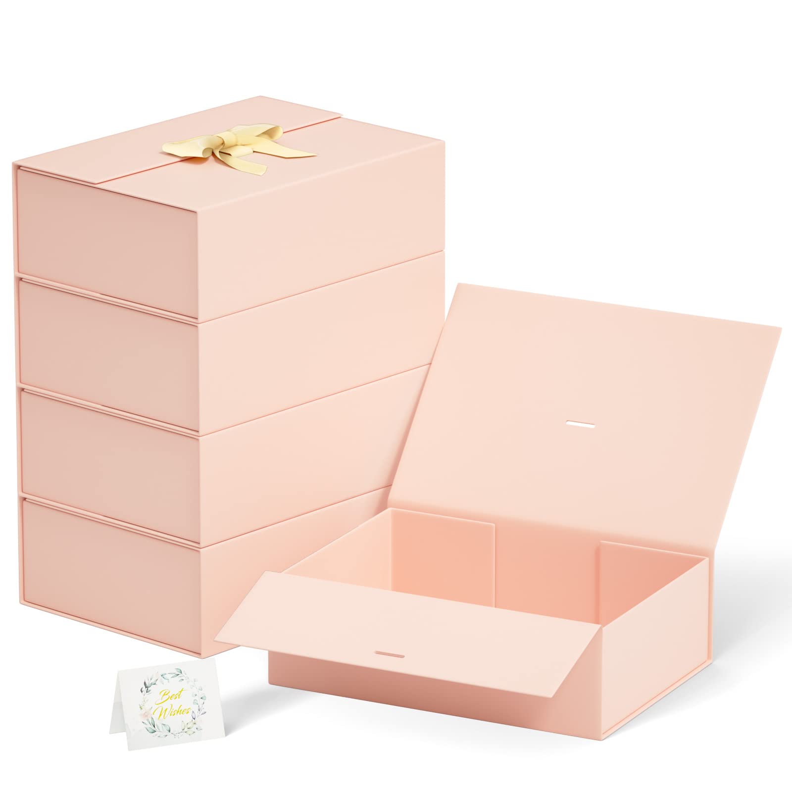 Black Gift Box With Lid 13" X 9" X 4", Deluxe Gift Box With Ribbon Greeting Card and Magnet Closure, Suitable for Wedding, Mother'S Day, Bridesmaid Gift, Graduation, Christmas, Holiday, Birthday, Etc.Black