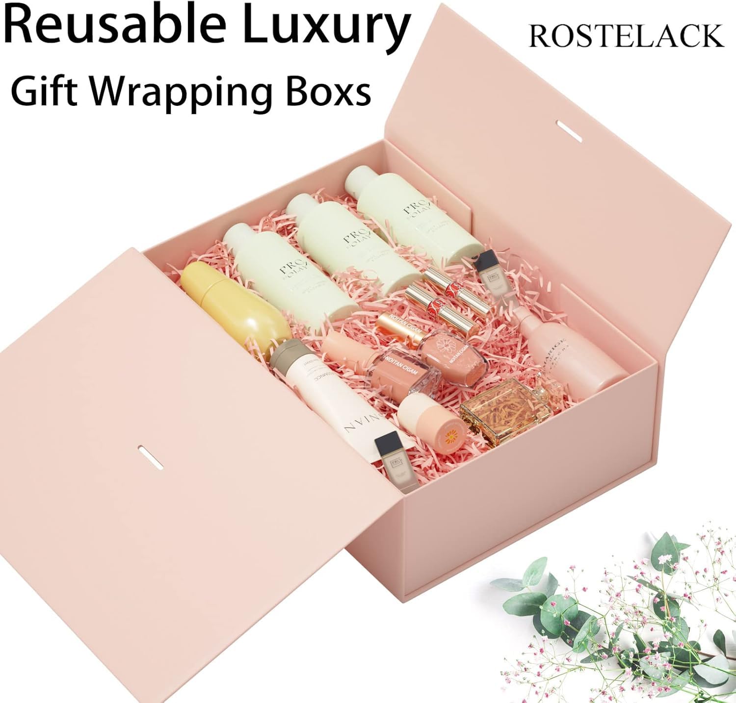 Black Gift Box With Lid 13" X 9" X 4", Deluxe Gift Box With Ribbon Greeting Card and Magnet Closure, Suitable for Wedding, Mother'S Day, Bridesmaid Gift, Graduation, Christmas, Holiday, Birthday, Etc.Black