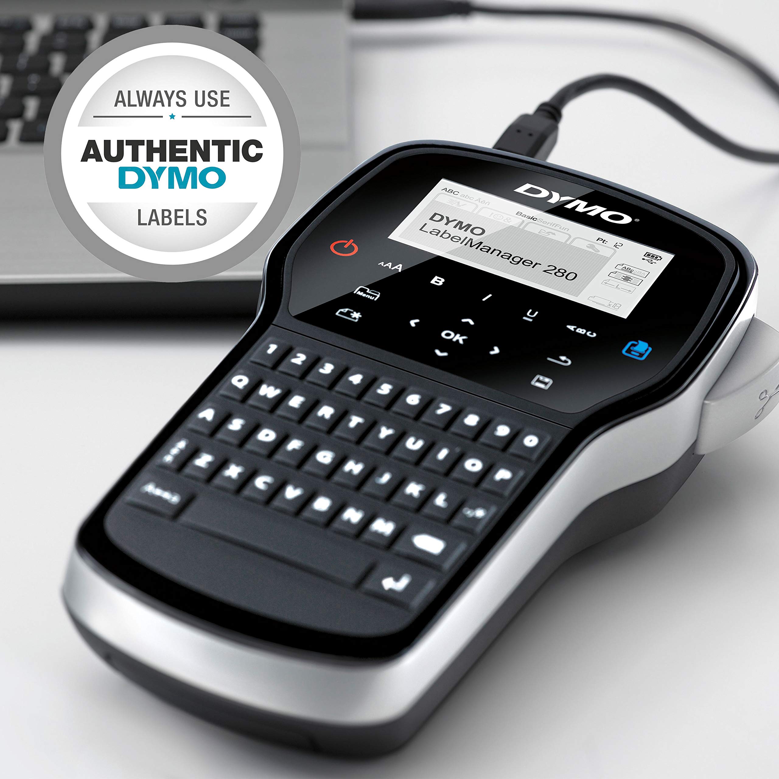 DYMO Label Maker | LabelManager 280 Rechargeable Portable Label Maker, Easy-to-Use, One-Touch Smart Keys, QWERTY Keyboard, PC and Mac Connectivity, for Home & Office Organization