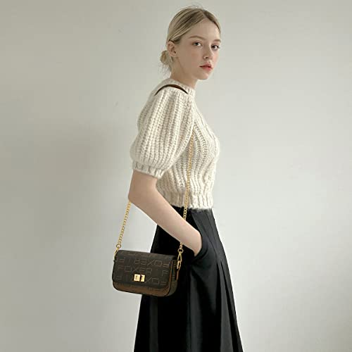 FOXLOVER PVC Leather Small Crossbody Bag for Women Chain Signature Women’s Shoulder Bag Purse Lightweight Mini Handbags