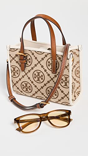 Tory Burch Women's T Monogram Jacquard Mini Tote, Hazel/New Ivory, Tan, Print, One Size