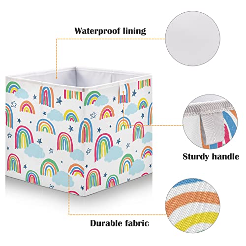 Blueangle Cartoon Rainbow Cube Storage Bin, 11 x 11 x 11 in, Large Collapsible Organizer Storage Basket for Home Décor(1004)