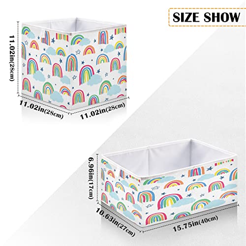 Blueangle Cartoon Rainbow Cube Storage Bin, 11 x 11 x 11 in, Large Collapsible Organizer Storage Basket for Home Décor(1004)