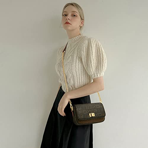 FOXLOVER PVC Leather Small Crossbody Bag for Women Chain Signature Women’s Shoulder Bag Purse Lightweight Mini Handbags