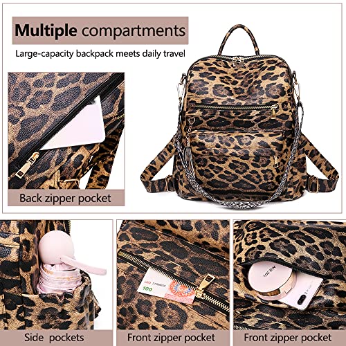 Women Fashion Backpack Purse, Convertible Daypack Colorful Strap Shoulder Handbags (Leopard Tassel)