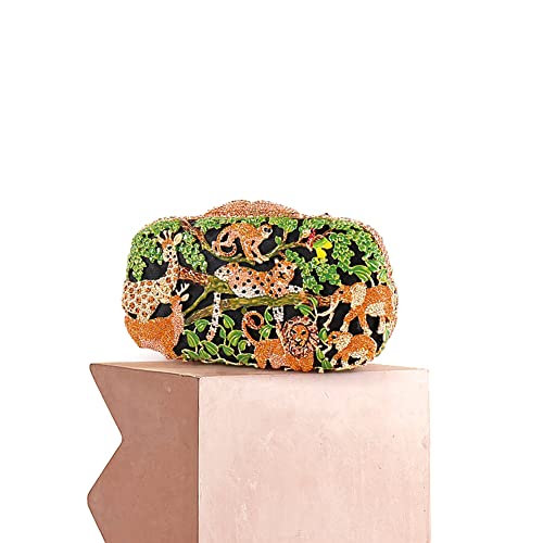 DEBIMY Ladies Rhinestone Clutch Purse Wedding Party Crystal Evening Bag Elegant Handbag for Women Black Green