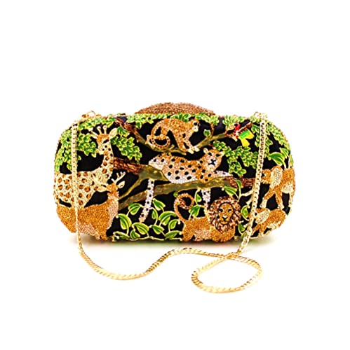 DEBIMY Ladies Rhinestone Clutch Purse Wedding Party Crystal Evening Bag Elegant Handbag for Women Black Green