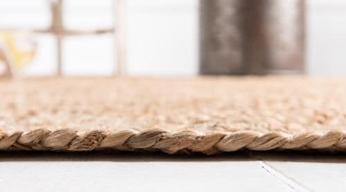 Unique Loom Braided Jute Collection Area Rug - Dhaka (4' 1" x 6' 1" Oval, Natural)