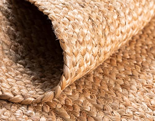 Unique Loom Braided Jute Collection Area Rug - Dhaka (4' 1" x 6' 1" Oval, Natural)