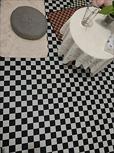 Classic Retro Black and White Checkered Rugs for Addition to Formula Room 48”x32”, Durable Soft Shag Carpets with Mackenzie Childs Look (48"x32")