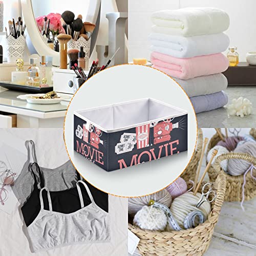 RunningBear Retro Movie Projector Storage Basket Storage Bin Square Collapsible Storage Containers Shelves Cloth Baskets Organizer for Office Outside Cars