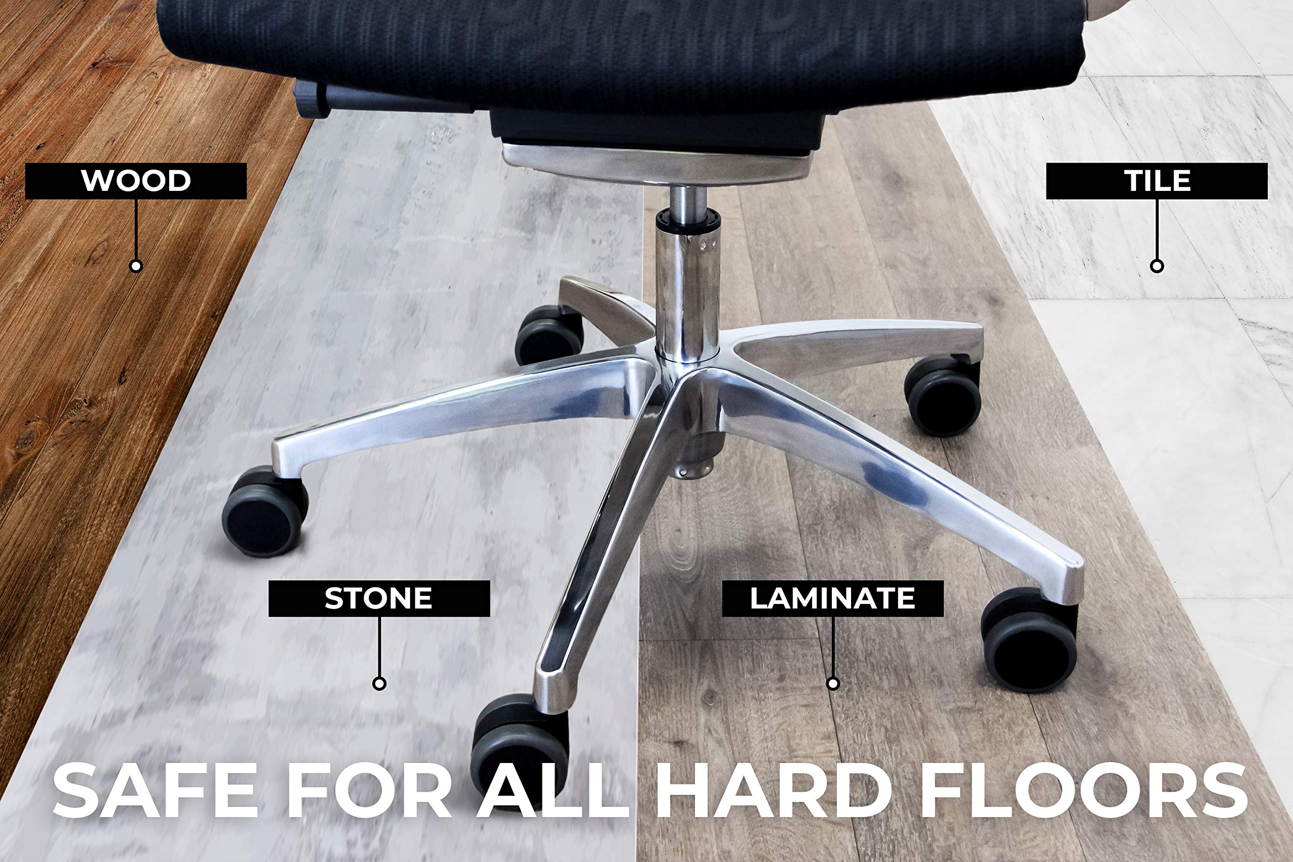 hjh OFFICE 3 inch Office Chair Caster Wheels 7/16 inch Stem Diameter (Set of 5) Casters for Hard Floors