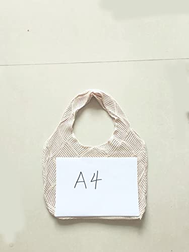 WDIRARA Women's Shoulder Handbags Knit Tote Bag Summer Beach Handbag Beige one-size