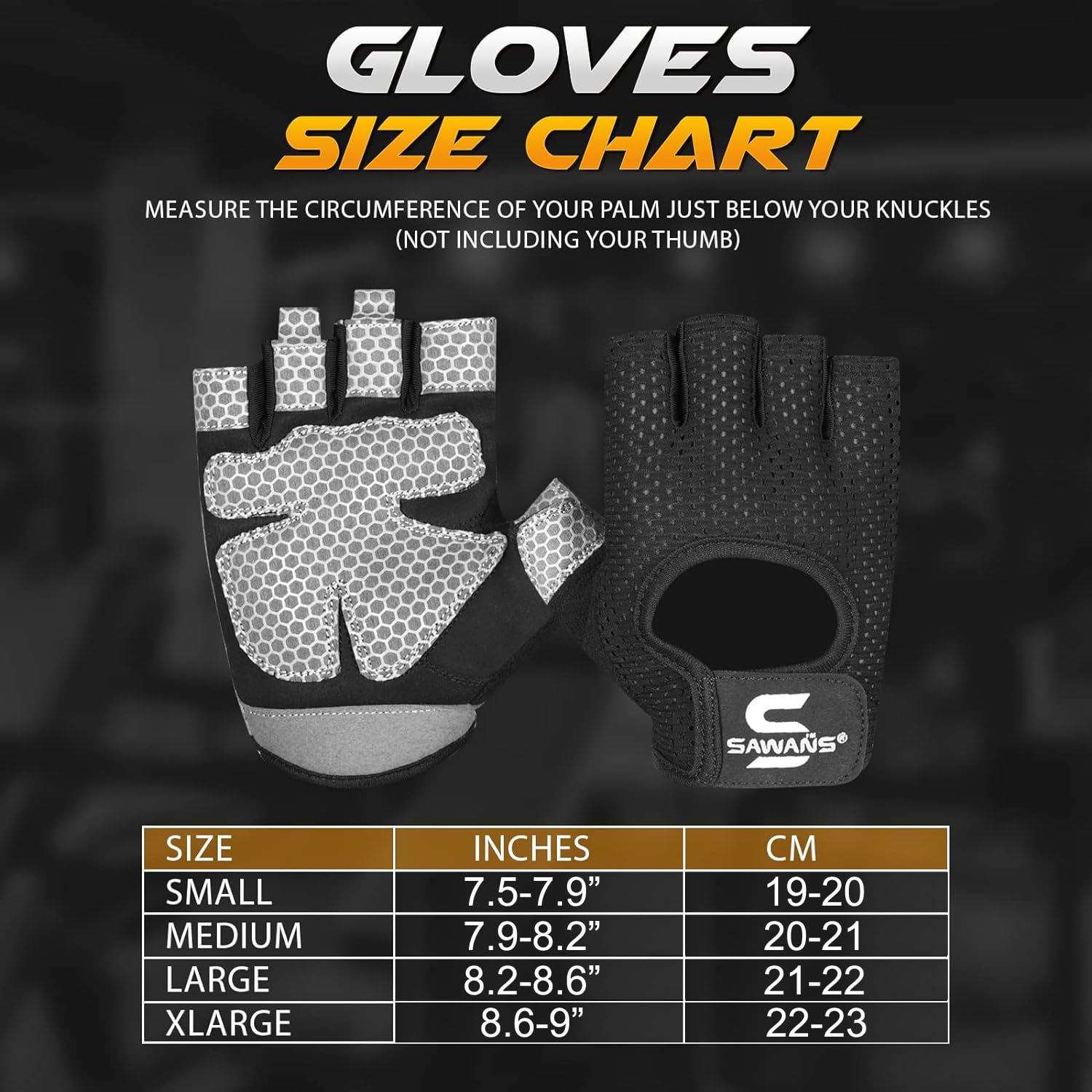 SAWANS Workout Gloves for Men and Women Weight Lifting Gloves Gym Fitness Exercise Cycling Pull ups Microfiber Lightweight Breathable Non-Slip Silicone Padded Palm Grip (Black, Medium)