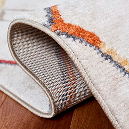 SAFAVIEH Farmhouse Collection 4'5" x 6'5" Ivory/Gold FMH599A Moroccan Boho Tassel Area Rug