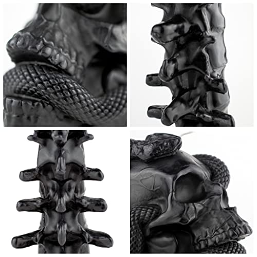 Kobi & Knight Black Skull Candle Set - XL Skull Goth Candle with Snake and Spine in Coffin Gift Box - Gothic Candles for Spooky Halloween Decorations - Creepy Candles for Goth Decor - Skeleton Candle