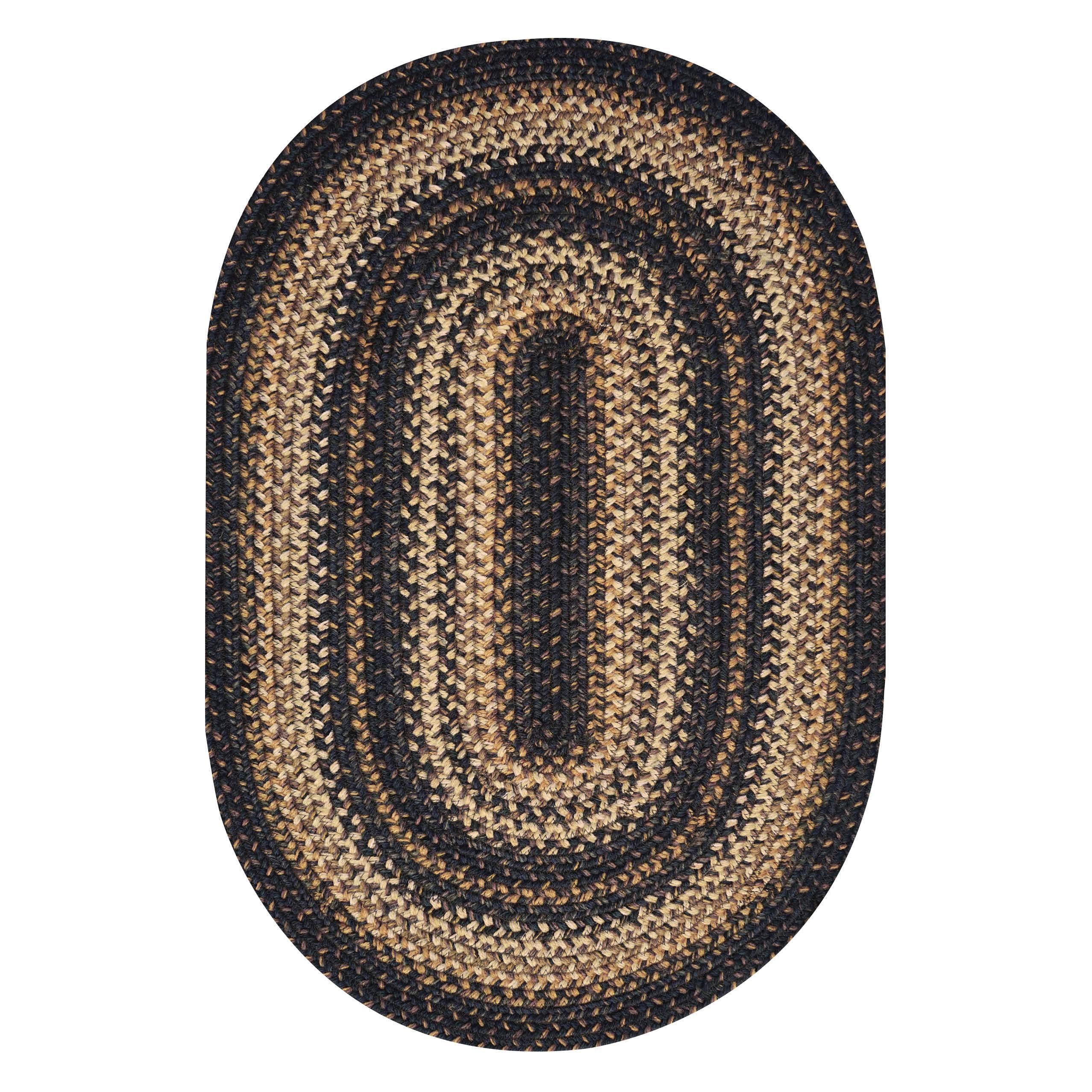 Homespice 20x30” Black Oval Braided Rug. Kilimanjaro Black Jute Oval Rug. Uses- Entryway Rugs, Kitchen Rugs, Bathroom Rugs. Reversible, Rustic, Country, Primitive, Farmhouse Decor Rug