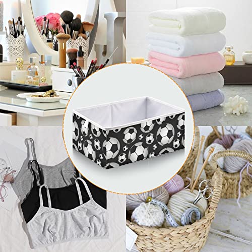 Ollabaky Closet Storage Bin Cute Soccer Balls Fabric Storage Cube Collapsible Waterproof Basket Box Toy Bin Clothes Organizer for Shelves Drawers, S