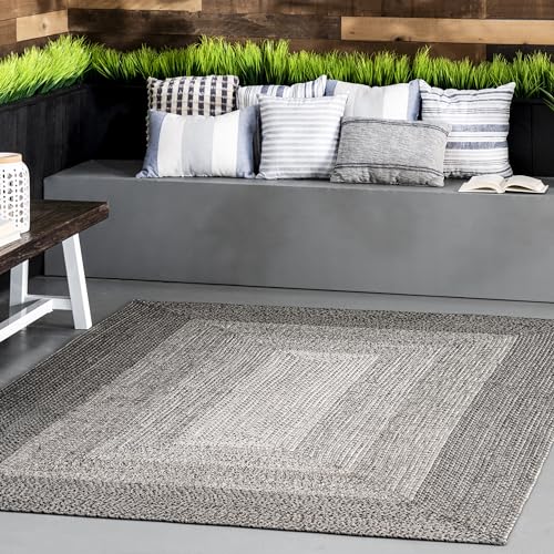 nuLOOM Jayda Braided Ombre Indoor/Outdoor Area Rug, 4x6, Charcoal