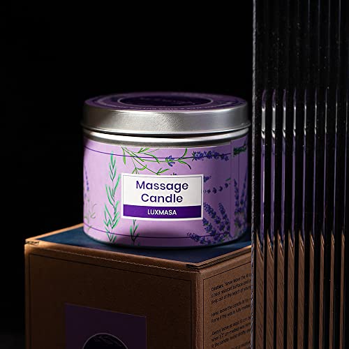 LUXMASA Essential Oil Infused Natural Soy Wax Scented Massage Oil Candle for Home SPA and Relax (Lavender, 6.35OZ)