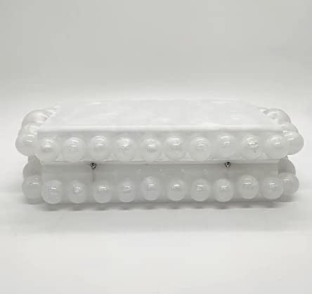 KWRNIAE White Acrylic Evening Clutch Bag for Women Glitter Marble Purse Handbag for Wedding Cocktail Party Prom, White01