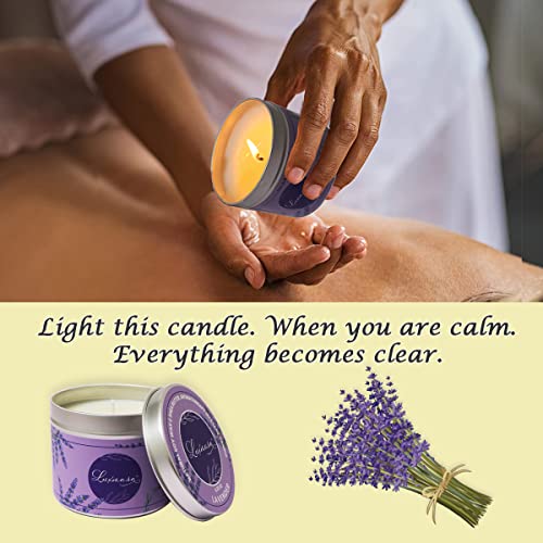 LUXMASA Essential Oil Infused Natural Soy Wax Scented Massage Oil Candle for Home SPA and Relax (Lavender, 6.35OZ)