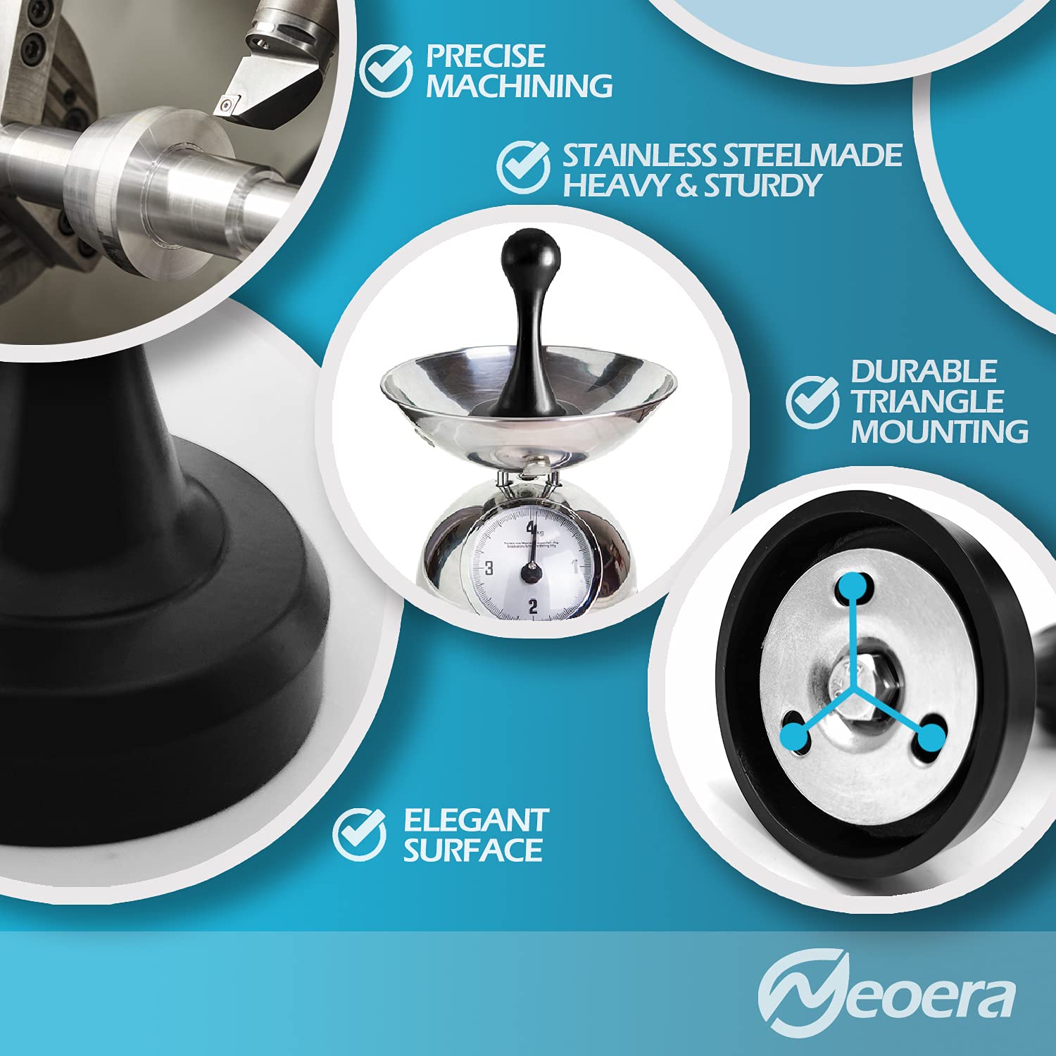 Neoera Magnetic Door Stop（Brushed Nickel）Door Stopper Strong Magnetic Door Catch for Hold Door Open, Premium Stainless Steel Made, Anti-Rust, Heavy Duty, Wall & Floor Mount 1Pack