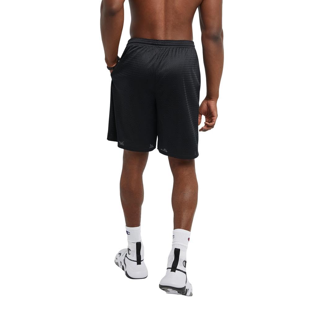 Champion Mesh Gym, Lightweight Athletic Shorts for Men (Reg Tall), Black C Patch Logo, 4X-Large Big