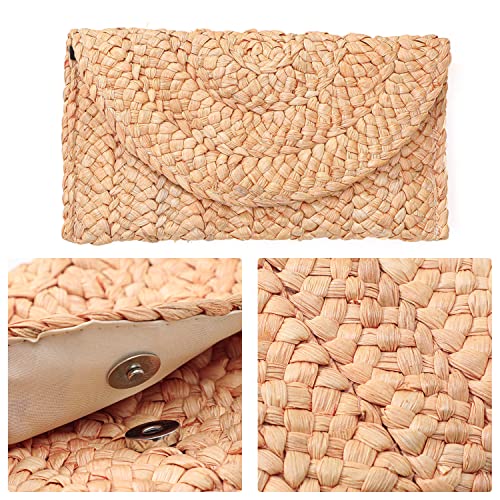COOIENT Women's Straw Shoulder Crossbody Bag Summer Woven Purse Beach Straw Envelope Clutch Wallet for Women
