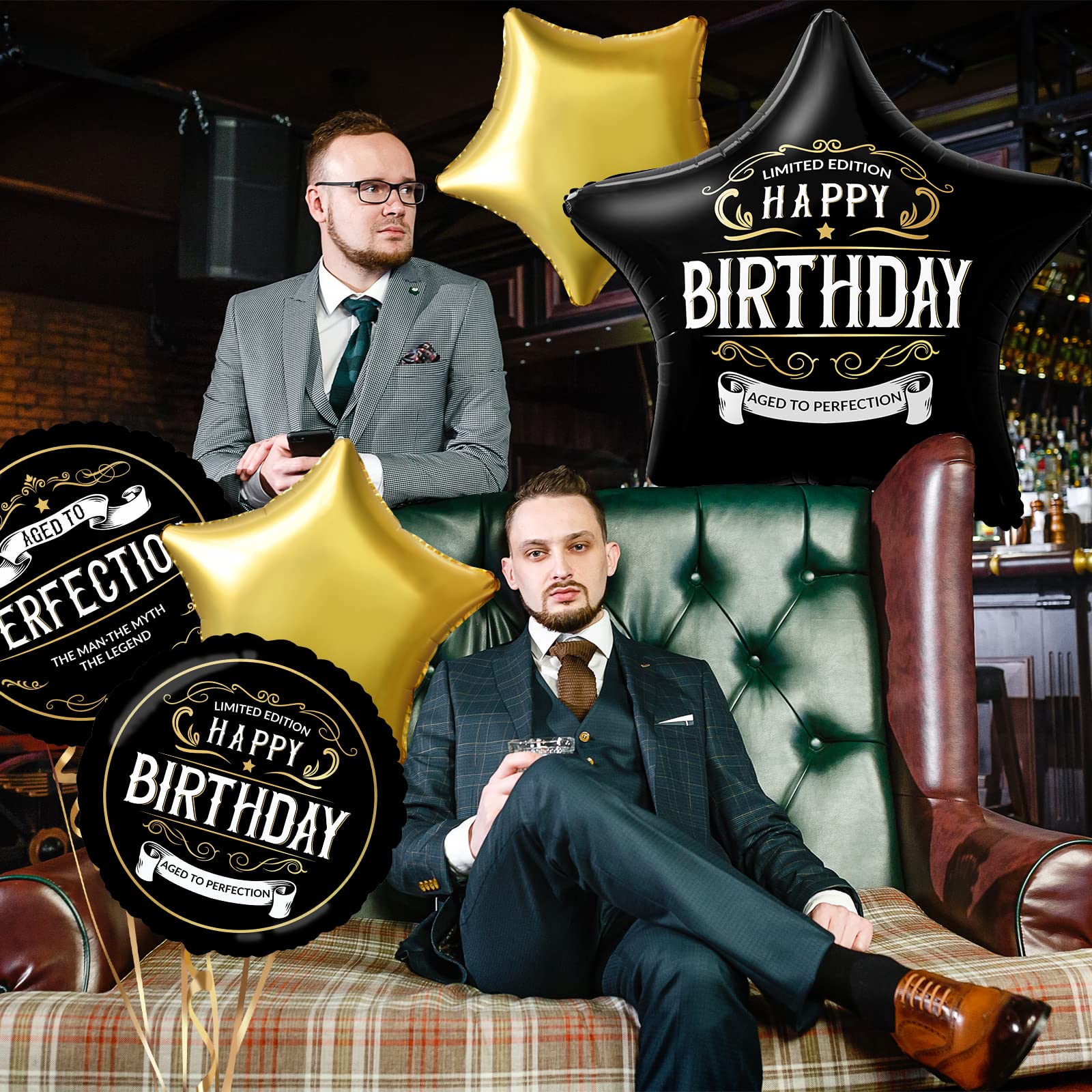 Happy Birthday Decorations for Men,Black and Gold Better With Age Foil Balloon,Adult Birthday Party Decorations