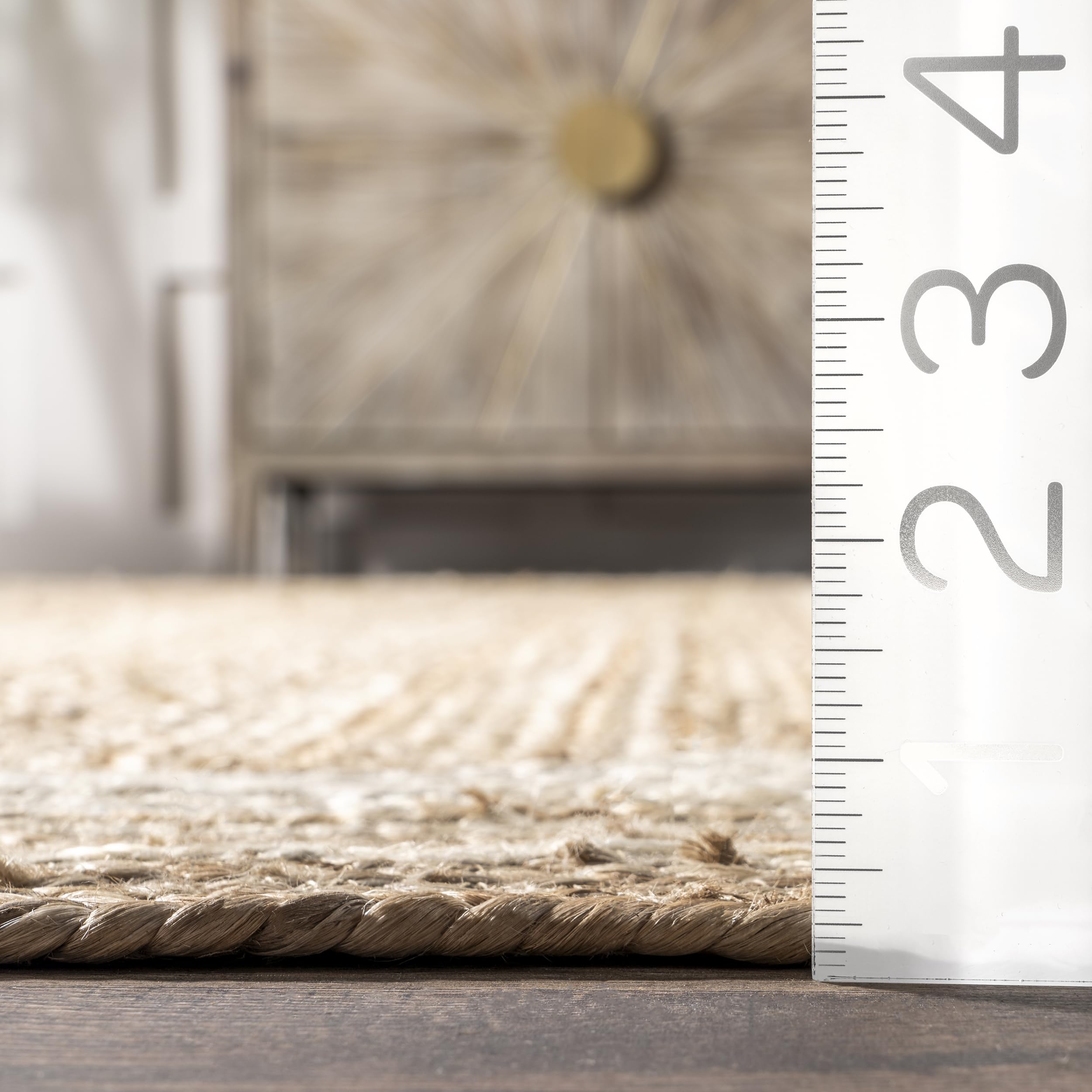 nuLOOM Rikki Coastal Braided Jute Area Rug, Oval 4x6, Off-white