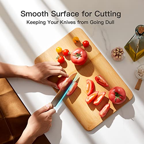 Pipishell Bamboo Cutting Board Set of 3 - Wood Cutting Board for Kitchen Chopping - for Meat, Cheese, and Vegetables - Butcher Block Serving Tray, PIBCB01