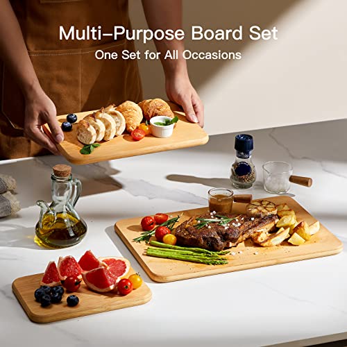 Pipishell Bamboo Cutting Board Set of 3 - Wood Cutting Board for Kitchen Chopping - for Meat, Cheese, and Vegetables - Butcher Block Serving Tray, PIBCB01