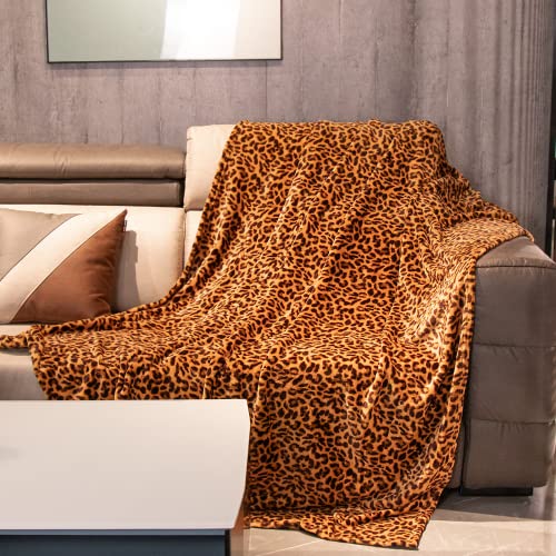 Leopard Blanket Cozy Warm Cheetah Print Throws and Blankets Fuzzy Plush Fleece Blankets with Leopard Print for Sofa, Couch, Bed 60 * 80 Inch