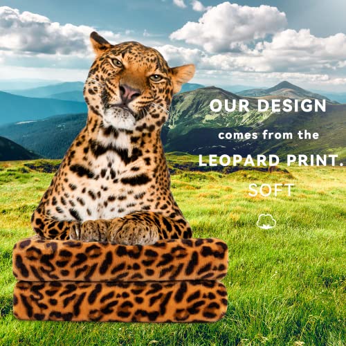 Leopard Blanket Cozy Warm Cheetah Print Throws and Blankets Fuzzy Plush Fleece Blankets with Leopard Print for Sofa, Couch, Bed 60 * 80 Inch