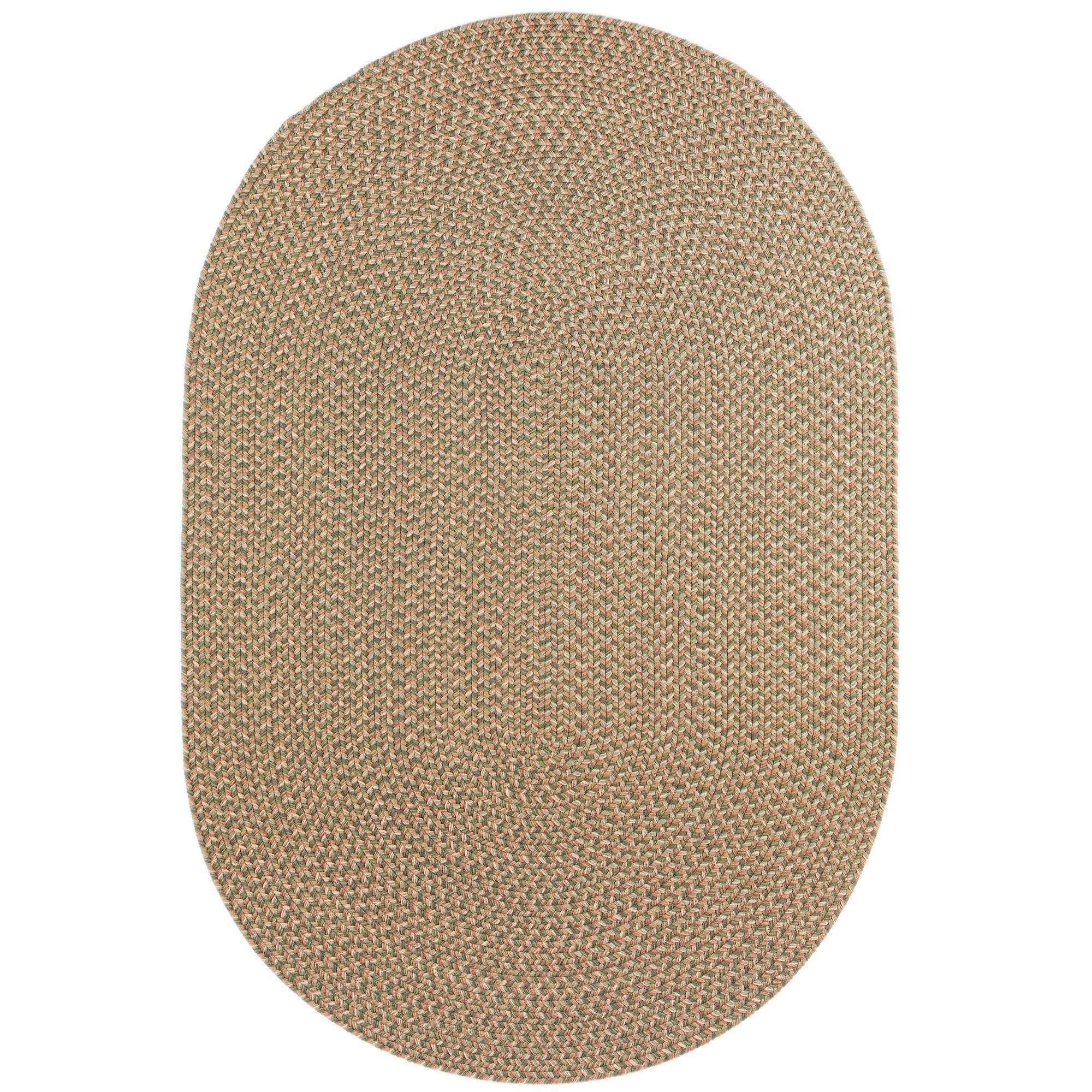 Super Area Rugs Braided Rug Sanibel Indoor/Outdoor Braided Classic American Made Carpet, Basil Tweed, 4' x 6' Oval