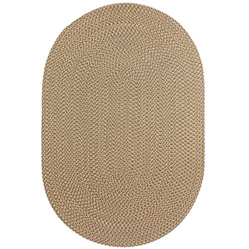 Super Area Rugs Braided Rug Sanibel Indoor/Outdoor Braided Classic American Made Carpet, Basil Tweed, 4' x 6' Oval